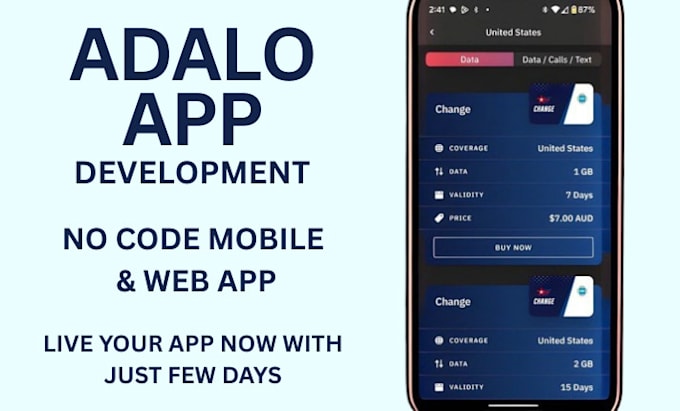 Do no code mobile app development adalo buildfire bubble io fluterflow saas by Alangracee | Fiverr