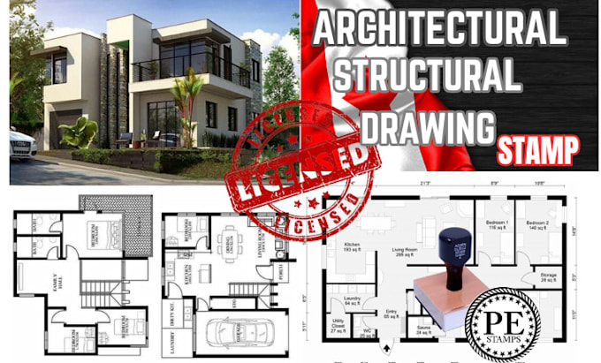 Civil and structural architectural mep floor plan and canada stamp for ...