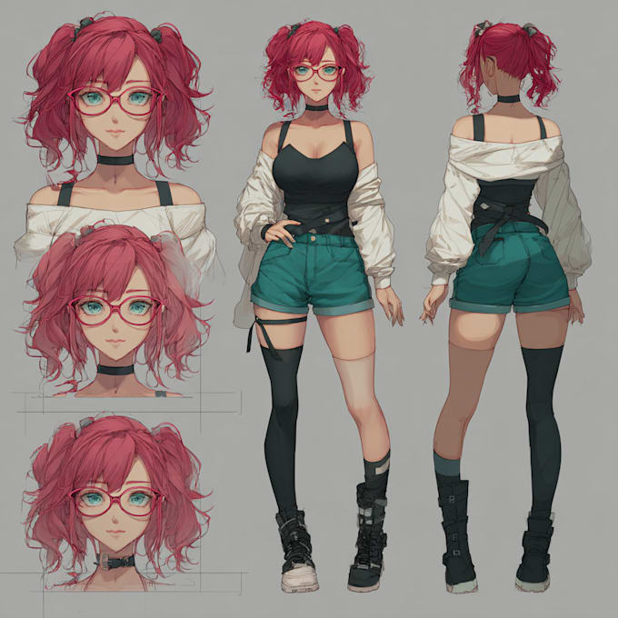 Draw anime character design or reference sheet by Philippuloet | Fiverr