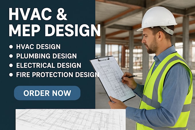 Design hvac system mep plumbing electrical ductwork layout heat load ...