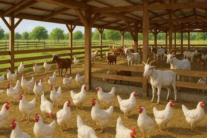 Model, and render 3d poultry farm and goat pen with detailed layout by ...