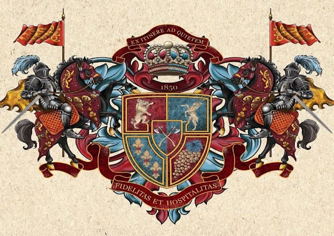 Vintage heraldic coat of arms family crest and shield logo by Johanna ...