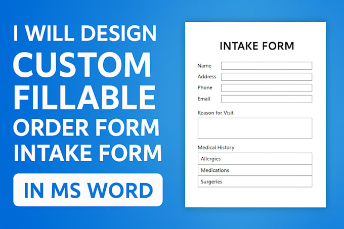 Design order form, intake form and pdf fillable form in word by Mshahid ...
