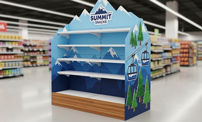 Design custom 3d gondola posm display stand retail product display ...