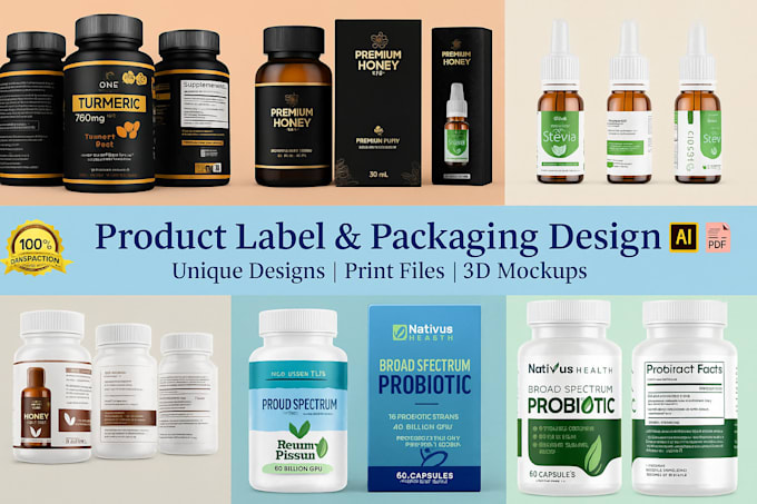 Design premium product label and packaging box with realistic 3d mockup ...
