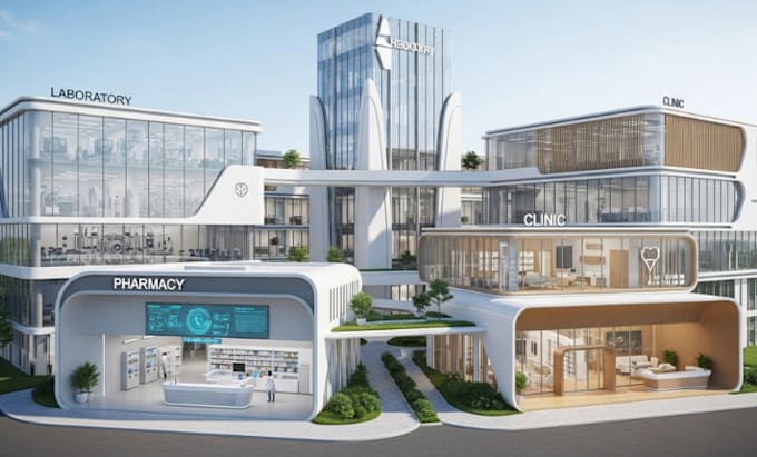 Design stunning 3d hospital,3d laboratory design, 3d pharmacy and ...