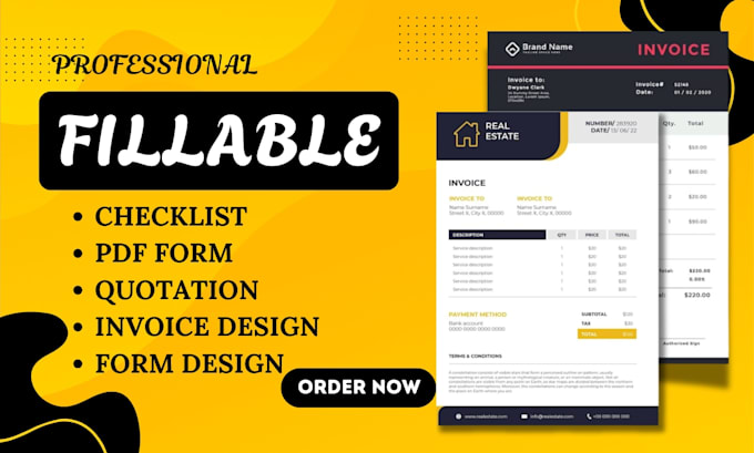 Design create fillable checklist pdf form quotation, invoice design ...
