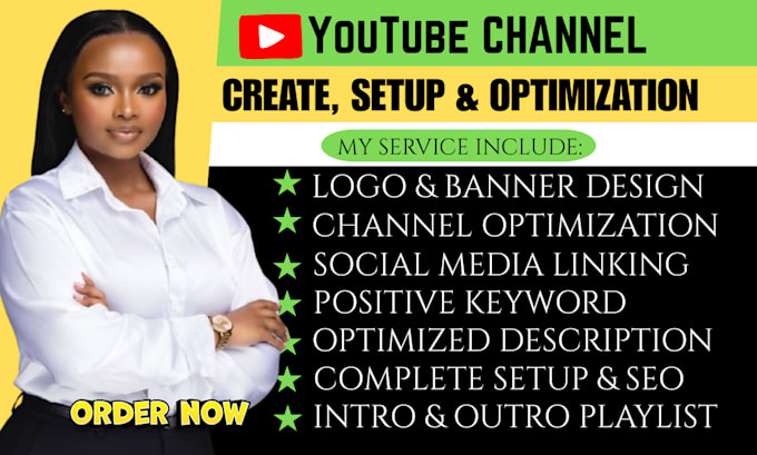 Create and setup youtube channel video promotion seo logo banner intro ...