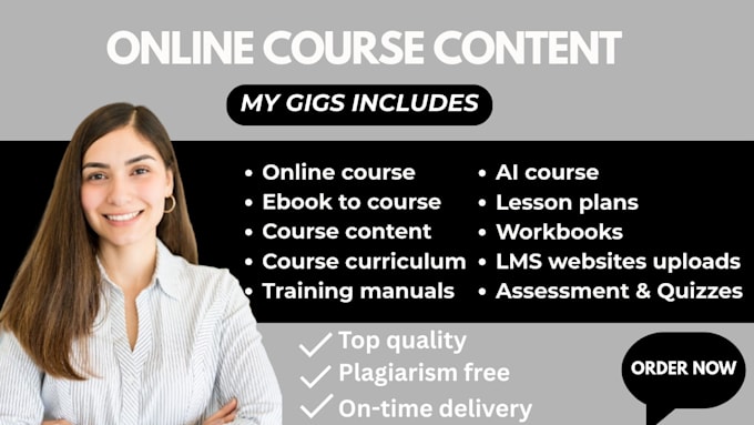 Create professional online course content, training manuals, and curriculum by Toryorsee | Fiverr