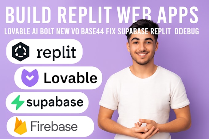 Build replit web apps lovable ai bolt new v0 base44 fix supabase replit debug by Lencywebs | Fiverr