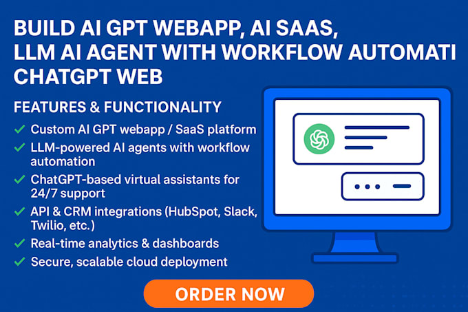 Build ai gpt webapp, ai saas, llm ai agent with workflow automation, chatgpt web by Sarahannha ...