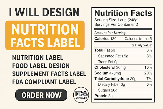 Design fda compliant nutrition facts label, nutrition label, food and ...
