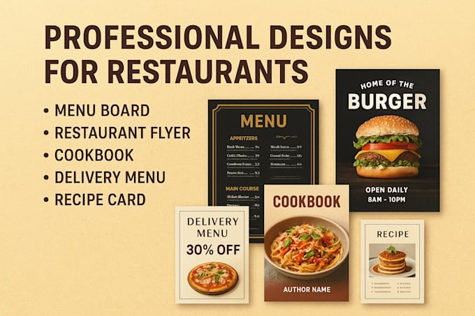 Design menu board restaurant flyer, cookbook, takeout delivery menu ...