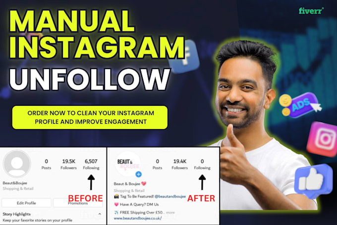 Manually unfollow inactive instagram users safely by Ss_ahmadh | Fiverr