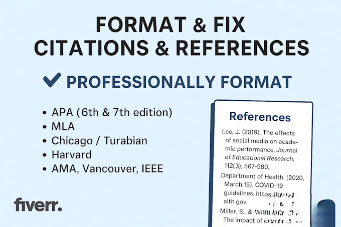 Edit apa, mla, harvard, chicago reference and citation formatting by ...