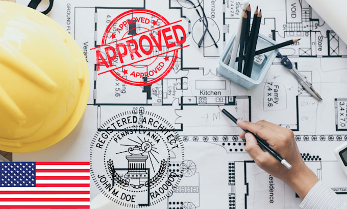 Architectural stamped floor plan blueprint building permit set ...