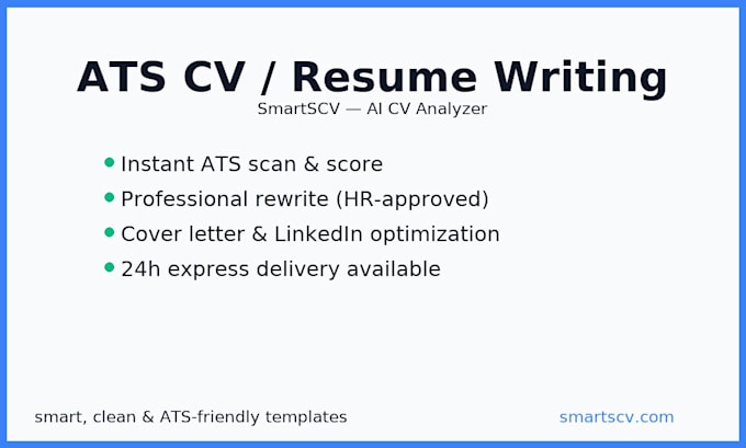 Ats resume writing ai scan cover letter and linkedin by Smartscv | Fiverr