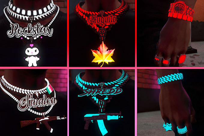 Create custom iced out chain, jewelries, gang pocket flags for fivem or ...