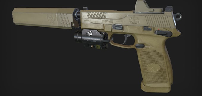 Remodel 3d gun,weapon asset,fnp45 tactical pistol,red dot sight,firearm ...