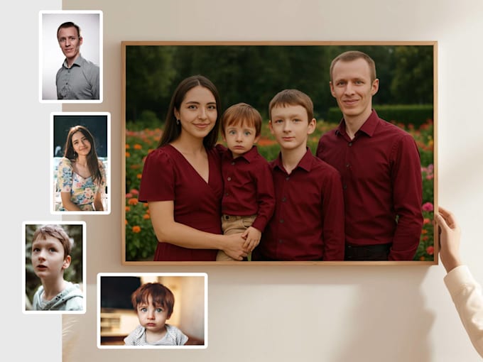 Merge your photos into a realistic family portrait by Kimprutimut | Fiverr