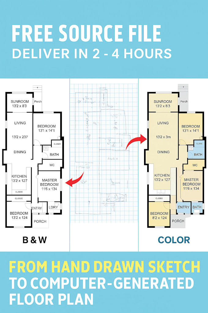 Redraw floor plans for real estate agents within 5 hours by Scope ...