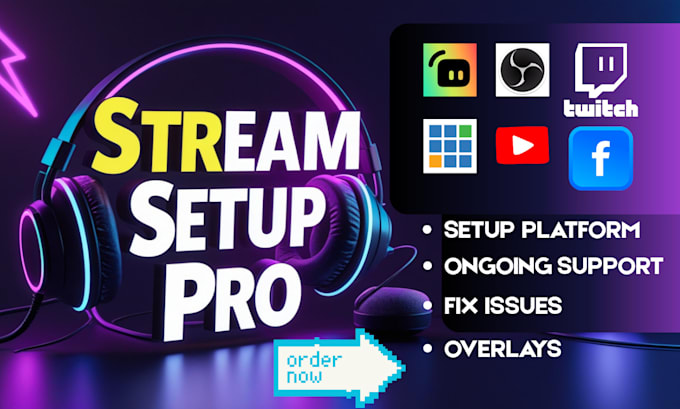Configuraré o arreglaré el overlay de stream en streamlabs obs studio, vmix, twitch, facebook ...