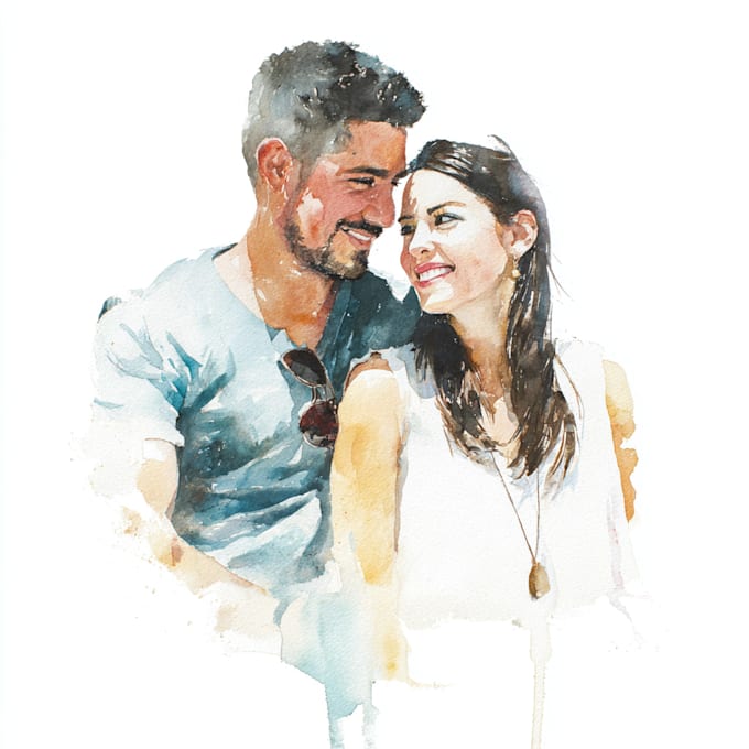 Make a stunning couples watercolor portrait by Chalelphise | Fiverr