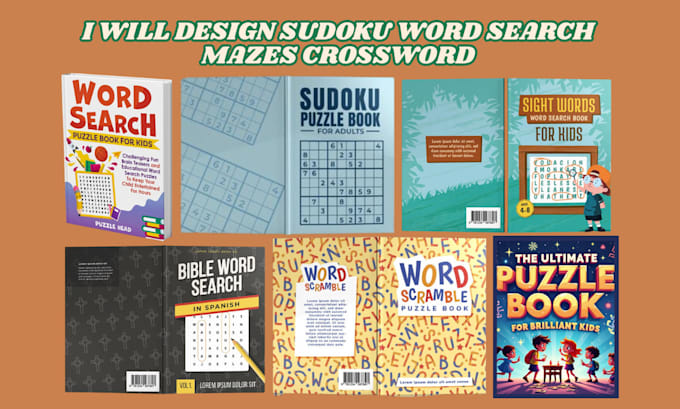Design sudoku word search, mazes crossword puzzle activity book for ...