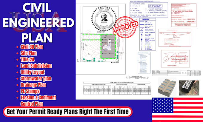 Pe stamp utility layout plan drainage plan stormwater plan erosion ...