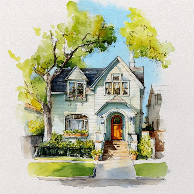 Create a hand painted watercolor house portrait of your home by ...