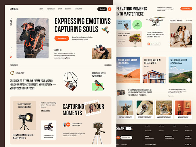 Design a professional photography or studio booking website by ...