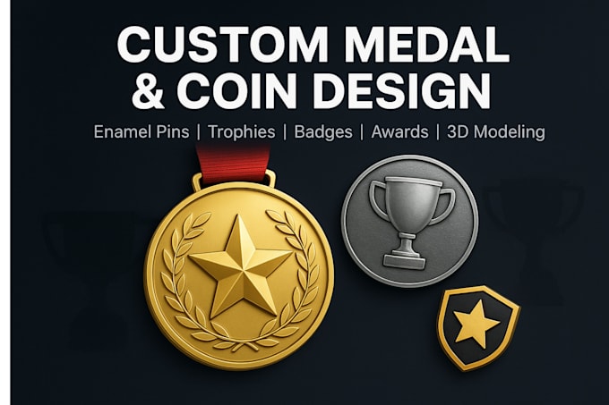 Design custom medal, coin, enamel pin, badge, trophy, and award in 3d ...
