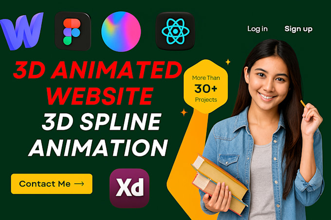 Interactive 3d webflow portfolio website spline threejs, lottie 2d animation css by ...