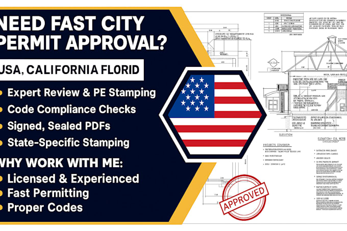 Draw and stamp your usa city permit architectural drawings, mep stamp ...