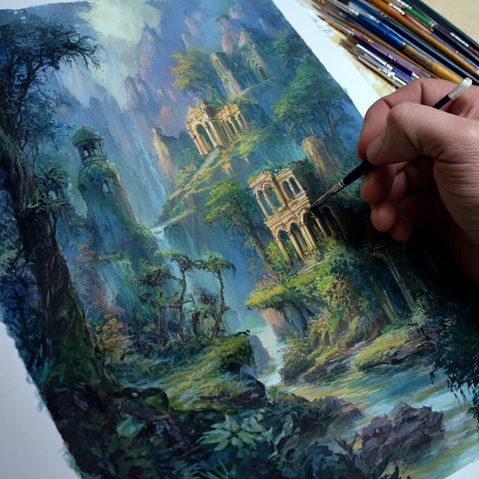 Illustrate your stunning fantasy landscapes design by Adrasertes | Fiverr