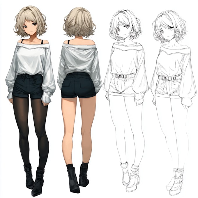 Draw anime art reference character sheet design vtuber model by Keecora ...