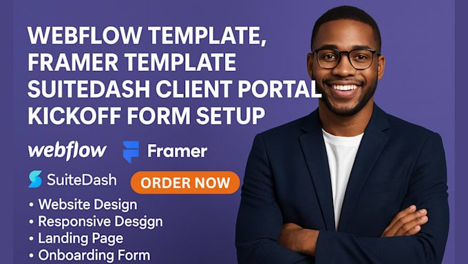 Webflow template, framer template, suitedash client portal kickoff form ...