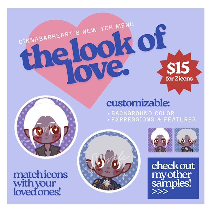 Draw a pair of chibi couple icons by Cinnabarheart | Fiverr