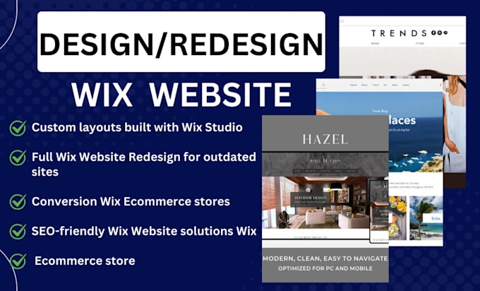 Rework the wix website, create a wix studio website, and improve its ...