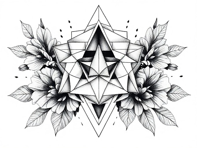 Custom a geometric realism in black and grey tattoo design by ...