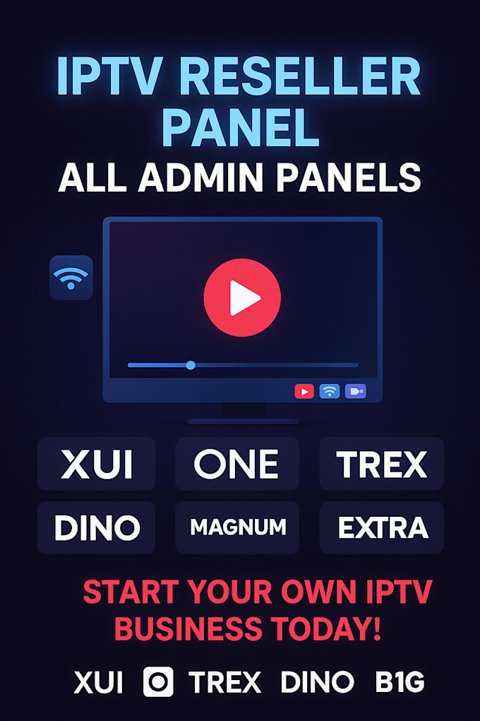 Create iptv reseller panel, dream 4k, lion ott, trex, stron8k, unlimited credit by Anystream ...