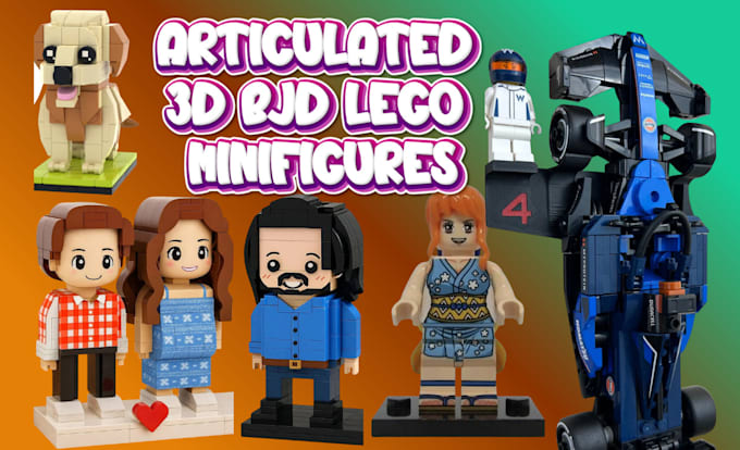 Create custom 3d lego model, 3d lego minifigure, articulated bjd lego ...