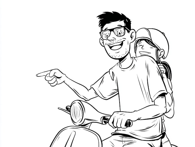 Draw black and white funny cartoon line art for you by Cheakcker | Fiverr