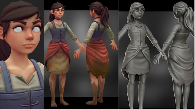 Create a 3d cartoon character in clay style portrait for a game ...