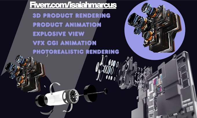 Create 3d industrial product design, explosive view, cad assembly ...