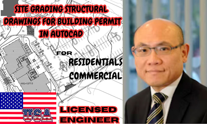 Draw site grading structural drawings for building permit city permit ...