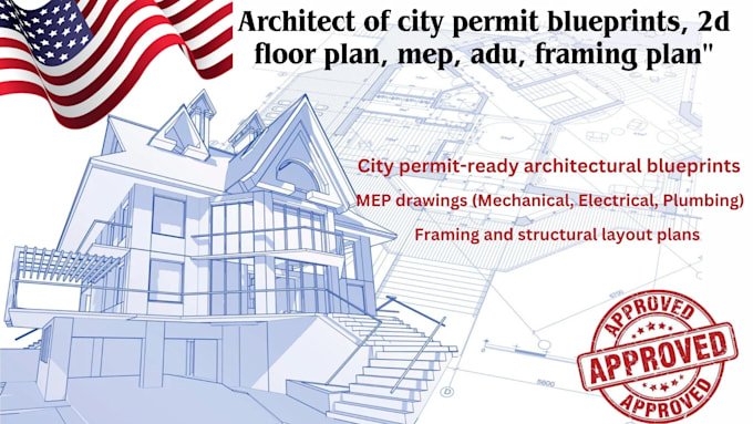 Architect of city permit blueprints, 2d floor plan, mep, adu, framing plan by Grek_edward | Fiverr