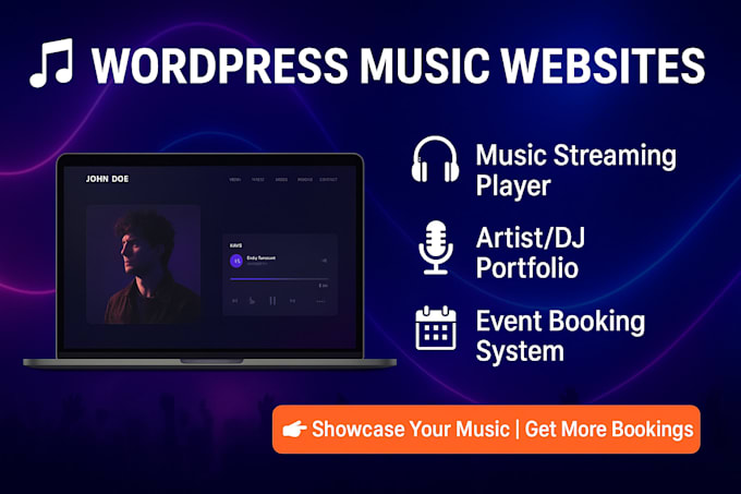 Design wordpress music website with portfolio event booking and streaming player by Milesman6 ...