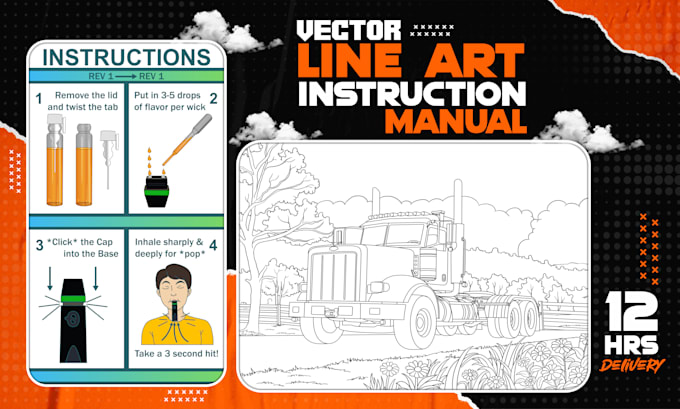 Create vector line art, patent drawings, instruction manual and ...