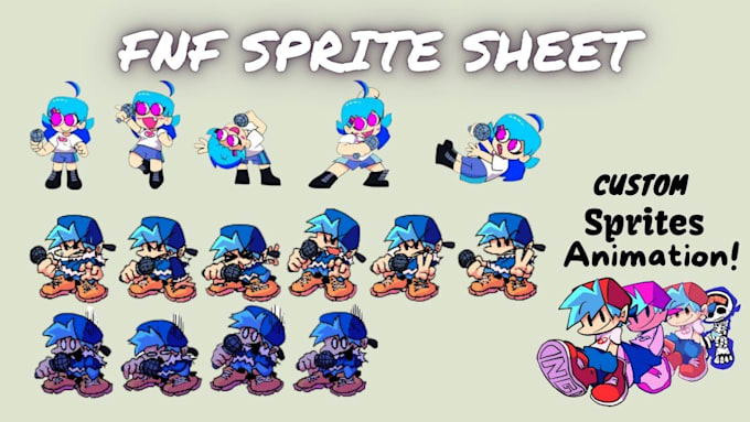 Design and animate your oc sprite sheet for friday night funkin mod fnf ...